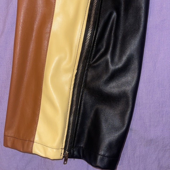 Pants & Jumpsuits | Colorblock Faux Leather Pants | Poshmark